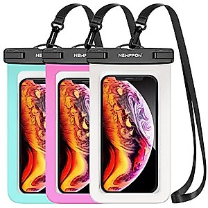 newppon Waterproof Cell Phone Pouch : 3 Pack Universal Water Proof Bag - Underwater Clear Cellphone Case Holder for iPhone 15 14 13 12 11 Pro Max Plus Samsung Galaxy Note S23 for Beach Swimming Pool