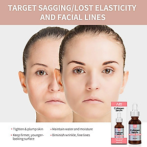 Collagen Serum with Hyaluronic Acid and Acetyl Hexapeptide-8, Face Plumping, Improve Skin Elasticity, Anti-Wrinkle Collagen Serum for Face & Neck 1 fl.oz
