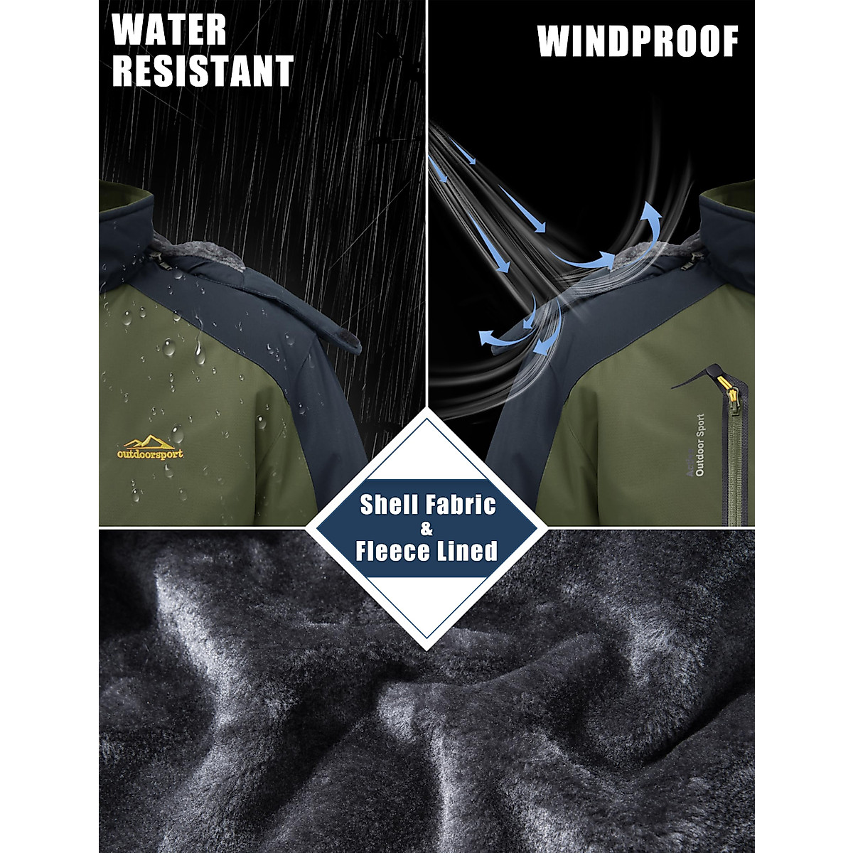 MAGCOMSEN Tactical Jacket Men Snowboard Snow Rain Jacket Winter Jacket Military Jacket Ski Jacket Winter Coats for Men Waterproof Jacket Parka Work Jacket