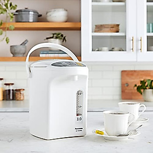 Panasonic RA41660 Electric Thermo Pot Water Boiler Dispenser NC-EG3000, Slow-Drip Mode for Coffee, Ideal for Tea, Hot Cocoa, Soups and Baby Food, Four TEM, 3.2 quarts, White