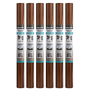 Duck 286460 EasyLiner Adhesive Laminate Surfaces Shelf Liner, Dark Oak, 20 in. x 15 ft., 6 Rolls