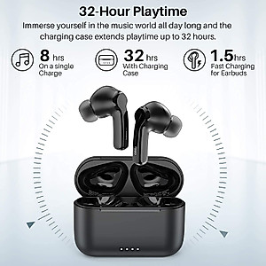 TOZO NC2 Hybrid Active Noise Cancelling Wireless Earbuds, ANC in-Ear Detection Headphones W1 Wireless Charger