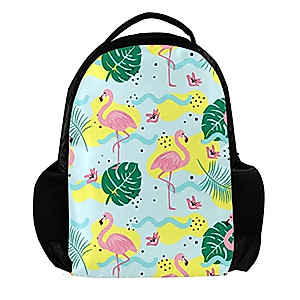 VBFOFBV Backpack for Women Daypack Laptop Backpack Travel Casual Bag, Seamless Flamingo Palm Leaf Flower