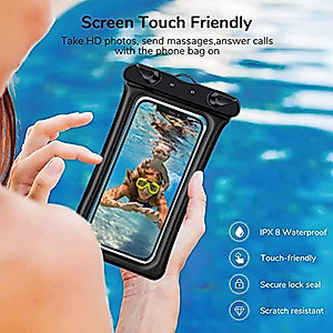 Universal Waterproof Phone Pouch,Floatable Waterproof Phone Pouch Compatible for iPhone 13 12 11 Pro Max XS Max XR X 8 7 Samsung Galaxy s10/s9 Up to 7.0", IPX8 Cell Phone Dry Bag -2 Pack Black+Blue