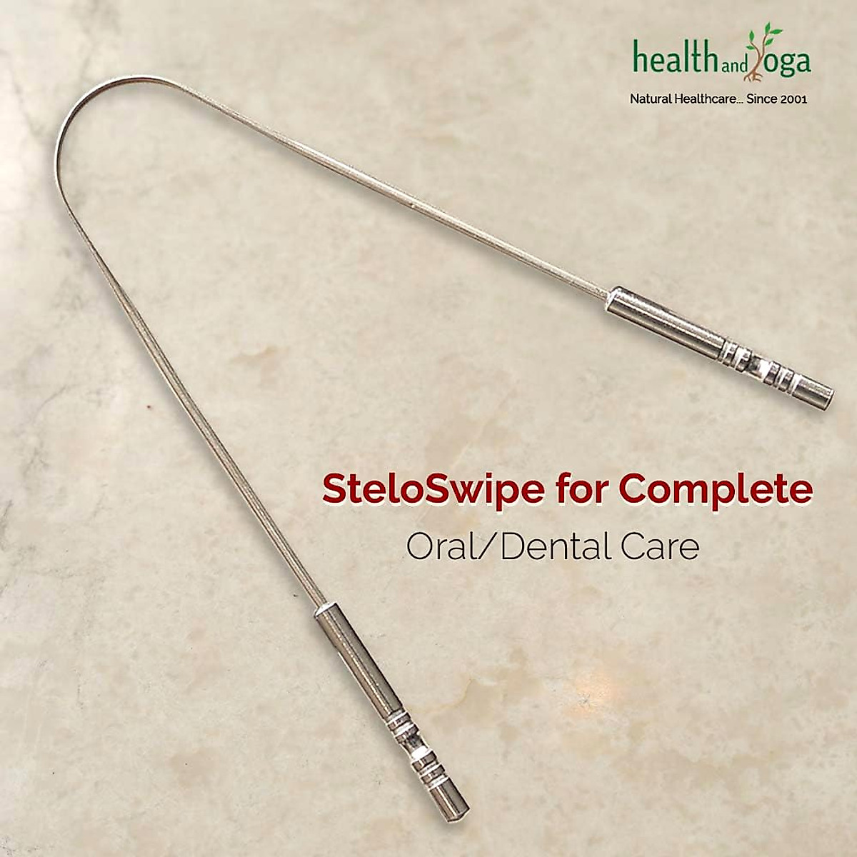 HealthAndYoga™ Tongue Cleaner Scraper - Hygienic, Surgical Grade, Non-Synthetic Grip – Sterilizable Tongue Brush Cleaner (Surgical Steel - 2 Pack)