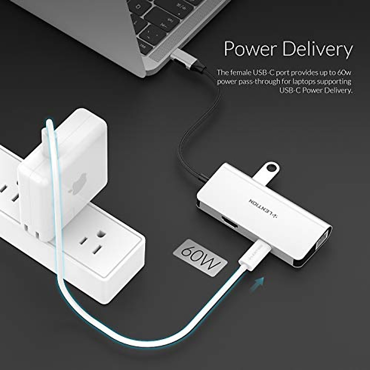 LENTION USB C Hub with 4K HDMI, Gigabit Ethernet, 3 USB 3.0 & Type C Charging for 2023-2016 MacBook Pro, New Mac Air/Surface/Chromebook/Steam Deck, More, Stable Driver Adapter (CB-C65, Silver)