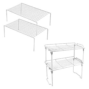 Product Image iPEGTOP 2 Pack Large Cabinet Storage Shelf Rack & 2 Pack Stackable Cabinet Shelf Organizers