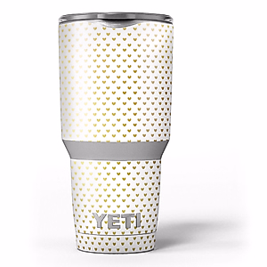 Design Skinz Tiny Golden Hearts Pattern - Skin Decal Vinyl Wrap Kit Compatible with The Yeti Rambler Cooler Tumbler Cups