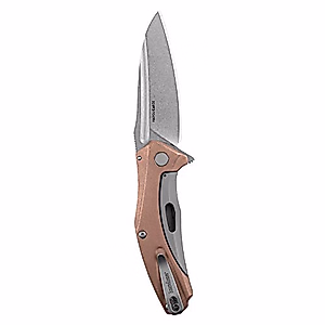 Kershaw Copper Natrix Pocket Knife; 3.25 in. D2 Corrosion Resistant Steel; Heavy Stonewashed Copper Handle, KVT Ball Bearing Opening (7007CU)