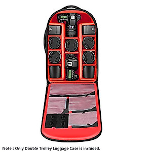 Neewer 2-in-1 Convertible Wheeled Camera Backpack Luggage Trolley Case with Double Bar, Anti-Shock Detachable Padded Compartment for SLR/DSLR Cameras, Tripod, Lens and Other Accessories (Black/Red)