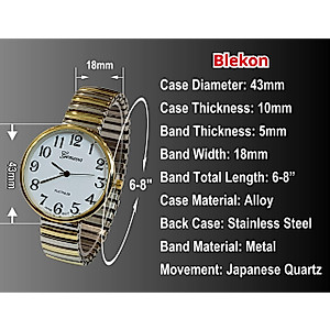 Super Large Face Easy to Read Two-Tone Stretch Band Watch
