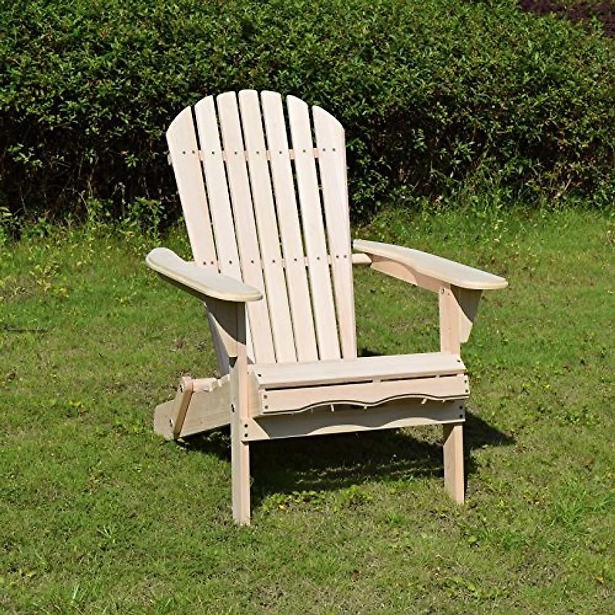 Merry Garden Foldable Wooden Adirondack Chair, Outdoor, Garden, Lawn, Deck Chair, Natural