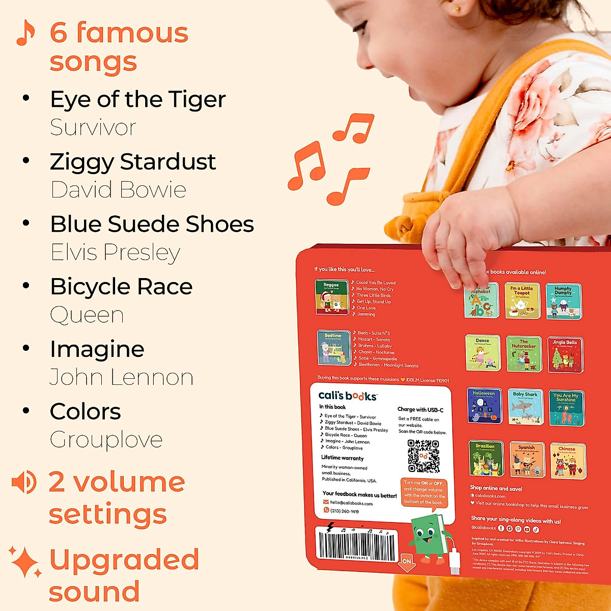 Cali's Books Rock Sound Books for Toddlers 1-3 - Musical Book for Toddlers 1-3 and 2- 4 with 6 Famous Rock Songs | Toddler Books for Little Rock Fans | Great Gift