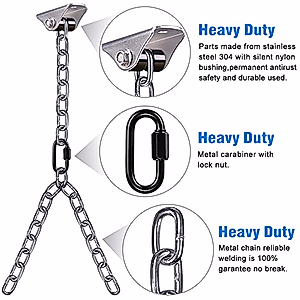 BeneLabel Set of 2 Heavy Duty Porch Swing Hanging Chain Kit, Hammock Chair Hardware for Indoor Outdoor Playground Hanging Chair Hammock Chair Punching Bags, 4 Screws for Wooden, 1000LB Capacity, 81"
