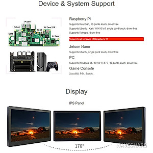 waveshare 11.6inch Capacitive Touch Screen LCD with Case Compatible with Raspberry Pi 4B/3B+/3A+/2B/B+/A+/Zero/Zero W/WH/Zero 2W CM3+/4 1920×1080 Resolution HDMI IPS Supports Jetson Nano/Windows