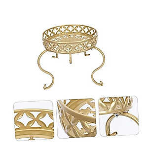 Yardwe Steel Heavy Trivet Art Stands Storage Outdoor Flowerpot Pot Bonsai Retro Flower Gold Metal Pots Shelf and Inch Base Supports Garden Round X Iron Containers Support Golden Planter