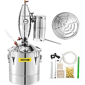 VEVOR Alcohol Still 18.5Gal/70L Alcohol Distiller with Ceramic Balls for Purer Wine Distillery Kit for Alcohol with Brewing Kit for DIY Whisky Wine Brandy