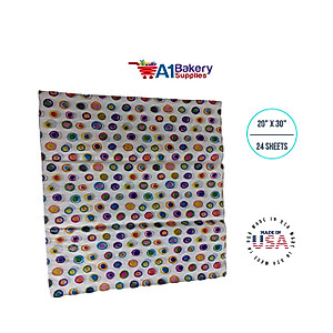 Rainbow Polka Dot Tissue Paper Rainbow Spots Dot Premier High Quality Tissue Paper - 20 Inch x 30 Inch - 24 XL Sheets by A1 bakery supplies MADEIN USA