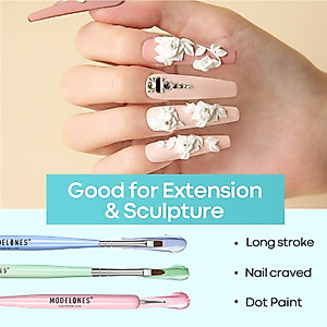 Modelones Nail Art Brush Set, Nail Art Tools with Nail Polish Brush, Nail Extension Gel Brush, Nail Liner Brush, Nail Carved Brush, Nail Dotting Pen, and Builder Nail Gel Brush for Salon at Home DIY