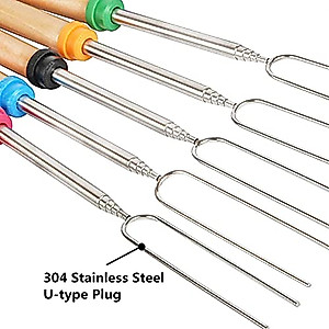 Ajmyonsp Marshmallow Roasting Sticks - Smores Sticks for Fire Pit Extra Long Extendable Smore Skewers Hot Dog Sticks for Campfire, 32 Inch Telescoping Forks Set of 8Pcs