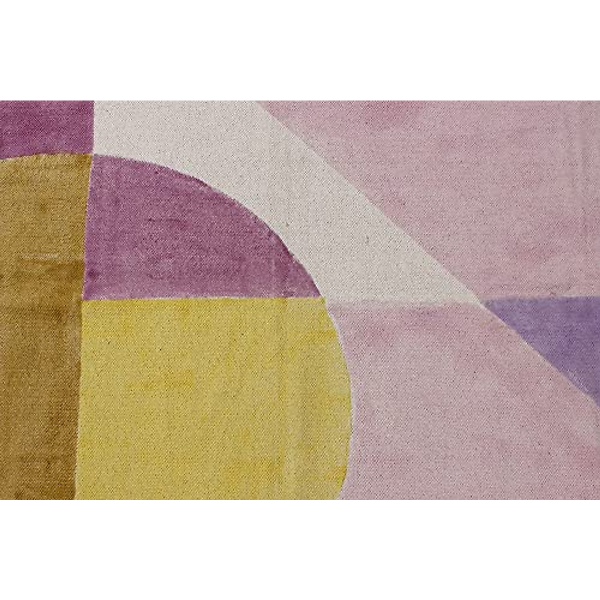 Casavani Hand Block Printed Cotton Dhurrie Geometric Pink & Yellow Tassel Rug Easy Care Washable Rugs for Doormat Entryway Living Room Bedroom Hallway Balcony 7x10 Feet