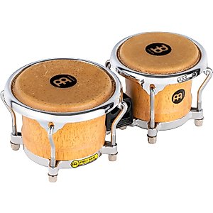 Meinl Percussion Rubberwood Stave Shells, Miniature Size — NOT MADE in CHINA — Free Ride Suspension System and True Skin Buffalo Heads, TWO-YEAR WARRANTY, Mini Wood Bongos (FWB100SNT-M)