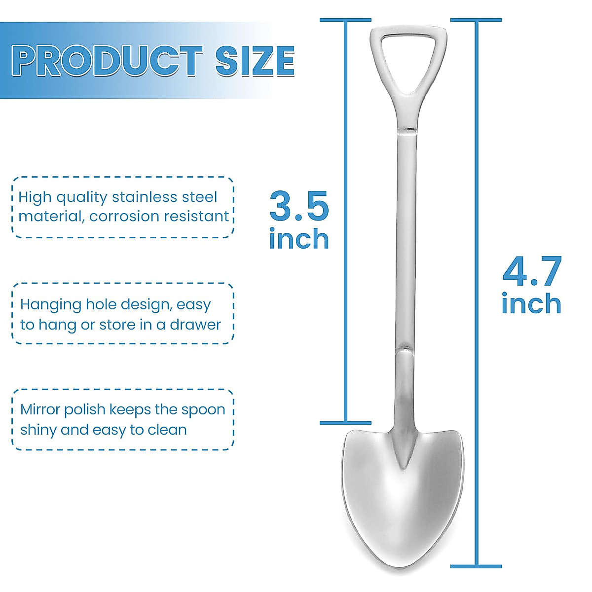 20 Pack Shovel Shape Demitasse Espresso Spoons, 4.7 Inches Stainless Steel Mini Coffee Spoons, Small Spoons for Dessert,Tea, Appetizer, Party Supplies