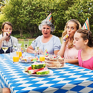 Boao 3 Pieces 51 x 71 Inch Oktoberfest Bavarian Flag Check Table Cover Plastic Rectangle Picnic Tablecloth for Octoberfest Outdoor Party Decor Christmas Party Favors