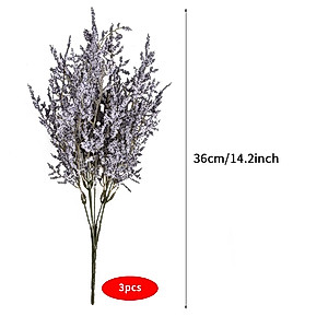 VIOCIWUO Artificial Lavender Flowers Natural Romantic Simulation Bouquets for Wedding Home Decor Garden Potted Plants Indoor Outdoor Decoration(3 Bundles, Purple)