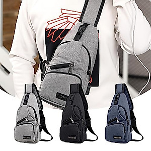 Rvkxad Crossbody Sling Bag - Waterproof Crossbody Backpack Bag with USB Charging Port, Multipurpose Shoulder Travel Hiking Bag (Z1 Gray)