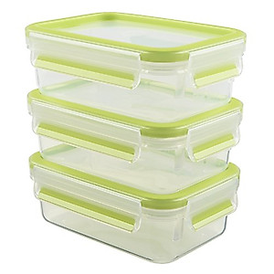 Emsa "Clip & Close 2.0" 3 Piece Food Storage Container, Light Green