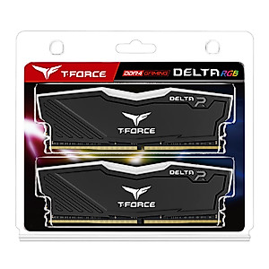 TEAMGROUP T-Force Delta RGB DDR4 32GB (2x16GB) 3600MHz (PC4-28800) CL18 Desktop Gaming Memory Module Ram Black - TF3D432G3600HC18JDC01