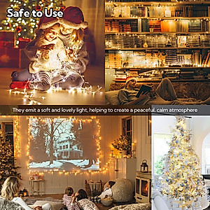 Fiee 39FT 100LED Warm White String Lights Indoor, 8 Modes Connectable Christmas Lights Outdoor Waterproof, 30V Plug in Christmas String Lights for Indoor Bedroom Christmas Garden Party Patio Decor