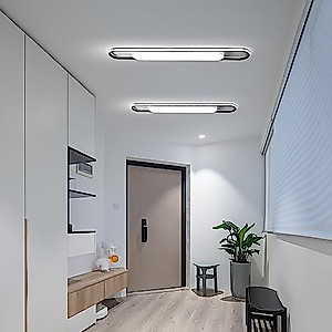 Naroume Modern LED Ceiling Light,47.8'' Flush Mount Lamp,98W Metal Chandelier Lighting Fixture for Living Room Bedroom Dining Office Hallway Aisle (White Light) (NRM-Light 02-WH-BK-120)