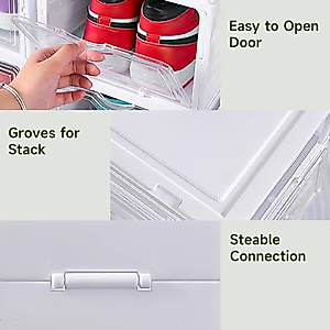 James&Jesse Shoe Organizer Storage Box, Portable Folding Shoe Rack for Closet with Magnetic Clear Door,Large Sneaker Cabinet Bins All-in-one Sturdy Easy Assembly ，Up to size 11 (3)