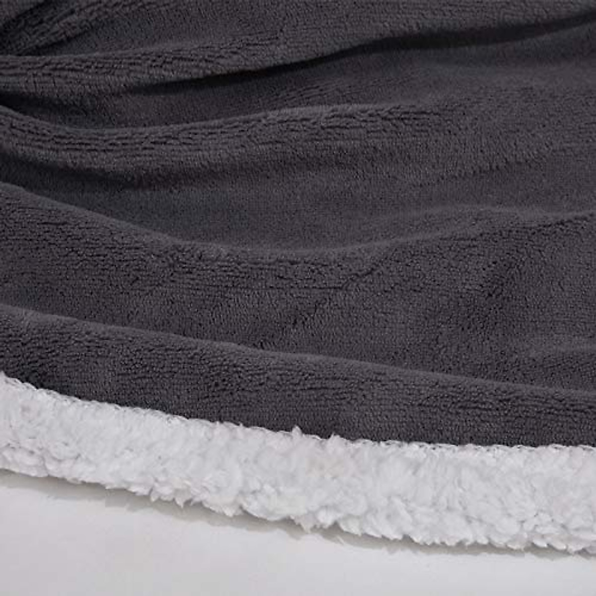 Brentfords Sherpa Flannel Fleece Blanket Large Full Twin Size Plush Throw Fuzzy Soft Microfiber, Silver Grey White - 59" x 70"
