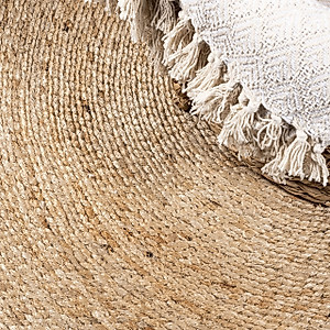 JONATHAN Y RNF103A-6R Soleil Round Natural Jute Braided Circle Indoor Area-Rug, Natural Fibers, Geometric, Bohemian Easy-Cleaning, Bedroom, Kitchen, Living Room, Non Shedding, Natural, 6' Round