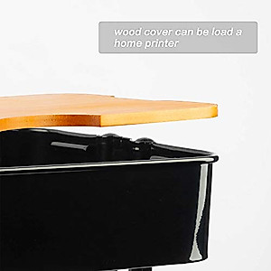 2 Tier Utility Cart，Metal Rolling Cart with Wheels and Cover for Office Home Kitchen Organization (Black-1, 2 Tier)