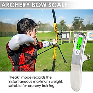 110 lbs Digital Bow Scale Recurve Archery Bow Scale Bow Poundage Scale Hunting Scale Luggage Scale with Peak and Hold Scale LCD Display