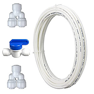 Wesell 1/4'' Quick Connector Hand Valve 1pcs,+Y Type 2pcs,+White Hose Pipe Tube 2 Meters, Flow Restrictor for RO System Water purifiers., Tube 2meter + connector 3pcs