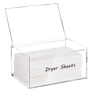 Simetufy Dryer Sheet Holder for Laundry Room, Acrylic Laundry Clear Dryer Sheets Dispenser Container Box with Lid for Organizing Fabric Dry Sheet, Laundry Pods