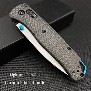 HUAAO EDC Bugout Knife, Axis Lock Knife with 8Cr13MoV Blade, Carbon Fiber Handle, Folding Pocket Knife with Belt Clip for Camping