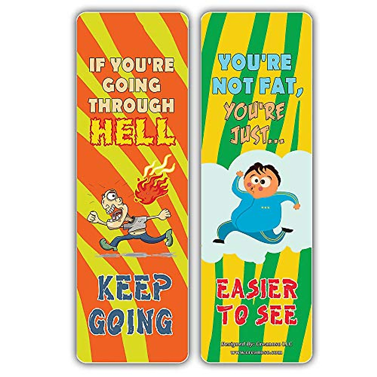 Creanoso Motivational One Liners Jokes Bookmarks Series 1 (30-Pack) – Six Assorted Quality Bookmarker Cards Set – Premium Gift Token Giveaways for Men, Women, Adults – Book Page Clip