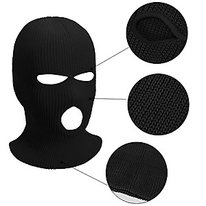 3 Pieces 3 Hole Ski Mask Knitted Full Face Cover Adult Balaclava Knit Ski Face Cover Thermal Knitted Head Wrap for Men Women(Black, Gray, Navy Blue)