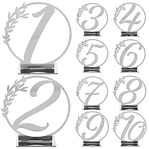 BESTonZON Wedding Decor 10pcs Acrylic Desk Number Signs Wedding Table Numbers 1-10 Number Banquet Sign Reception Acrylic Place Cards for Wedding Ceremony Table Decorations Coffee Decor
