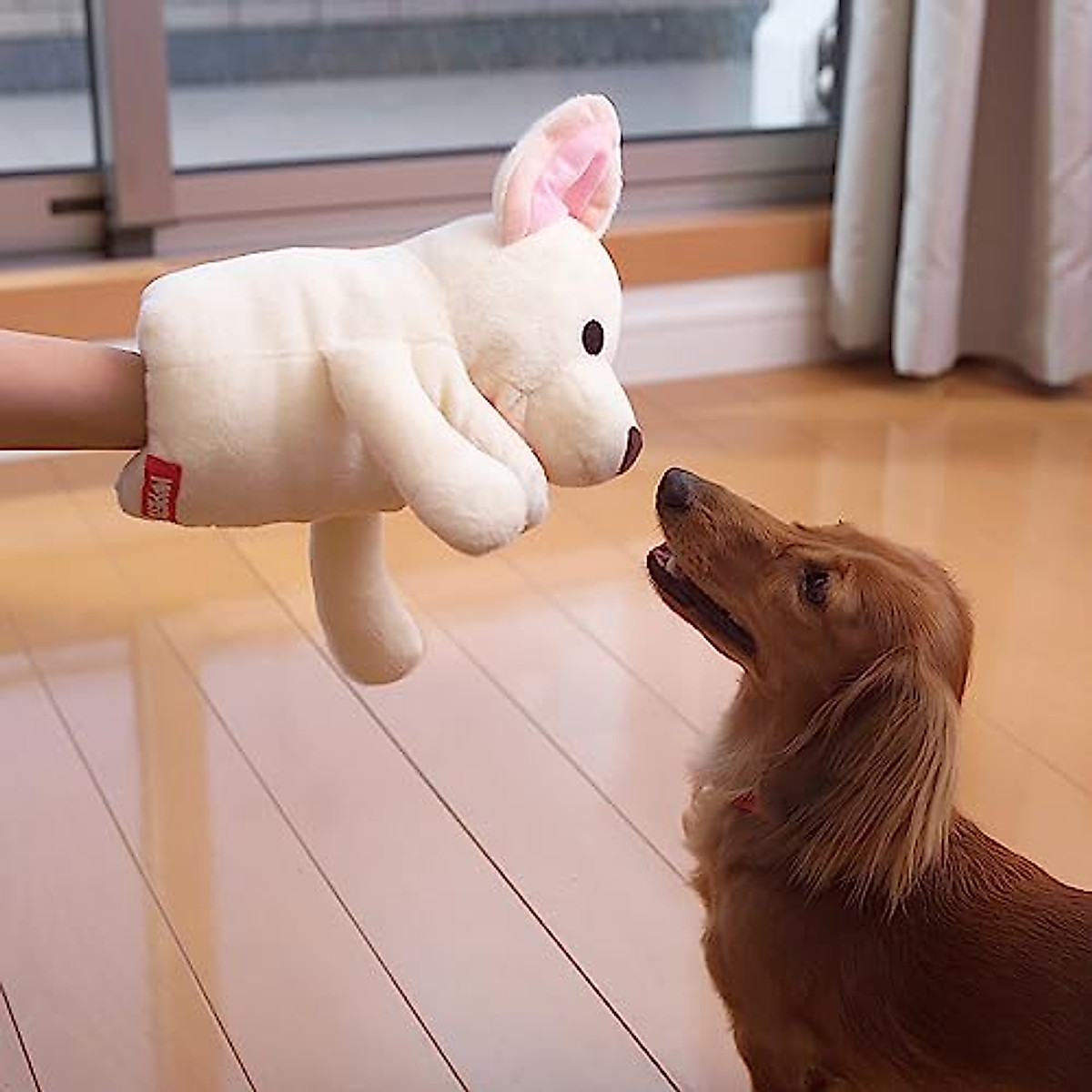 BONBI ALCON Animal Mitten Love Dog Dachshund, Plush Dog Chew Toy, with Whistle