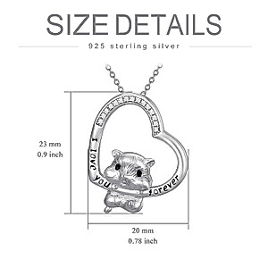 LEECCI Guinea Pig Necklace 925 Sterling Silver Hamster Necklace I Love You Forever Necklace Guinea Pig Hamster Jewelry Gifts for Women Mother