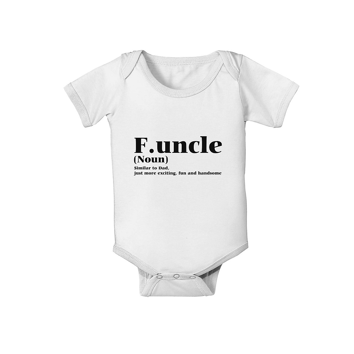 TOOLOUD Funcle - Fun Uncle Baby Romper Bodysuit - White - 6 Months