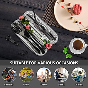 Portable Travel Silverware Set with Case, Reusable Camping Eating Utensils Set, Stainless Steel Cutlery Set for 1, Knife Fork Spoon Chopsticks (9 pieces black)