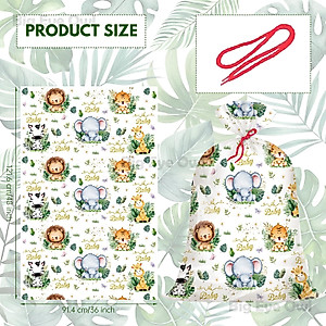 Large Baby Shower Bags Safari Jungle Animals Gift Bags Plastic Present Bag Gift Wrap Baby Shower Gender Reveal Party Birthday Party Favors Supplies with Ropes 36 * 48 Inch